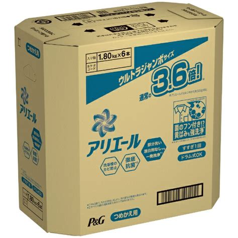 楽天ビック｜pandg｜ピーアンドジー 【ケース販売】ariel（アリエール）バイオサイエンスジェル つめかえ ウルトラジャンボサイズ 1800g