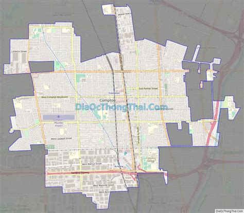 Map Of Compton City California Thong Thai Real