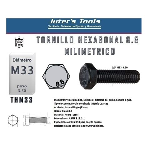 TORNILLO HEXAGONAL MILIMETRICO M33 3 5