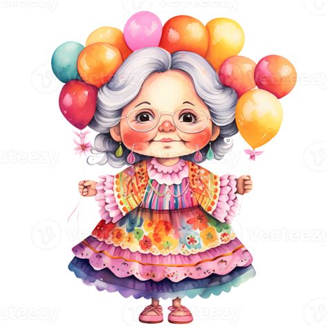 Ai Generiert Süß Oma Mexikaner Aquarell Clip Art Illustration 34714668 Png