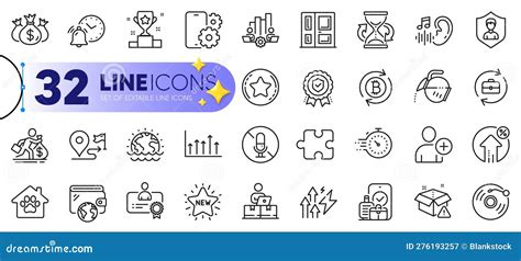 Outline Set Of Timer Teamwork Chart And Loan Percent Line Icons For