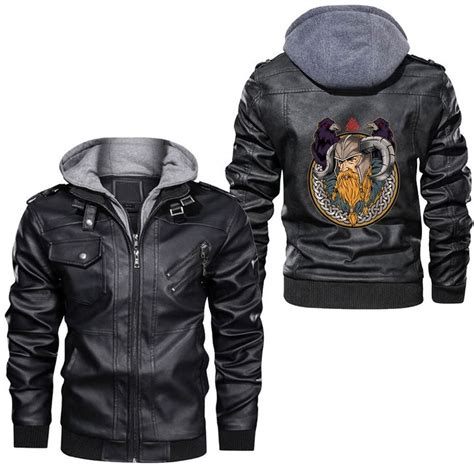 Viking Odin Ravens Huginn And Muninn Valknut Viking Leather Jacket
