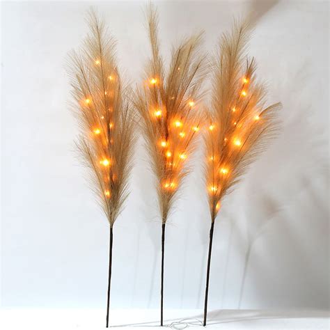 Oem Custom Led Light Emitting Pampas Grass Single Dried Flower
