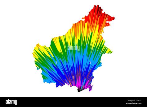 Borneo Map Is Designed Rainbow Abstract Colorful Pattern Pulau