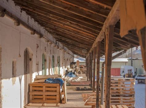 Old Historic Industrial Building Covered Loading And Unloading Ramp