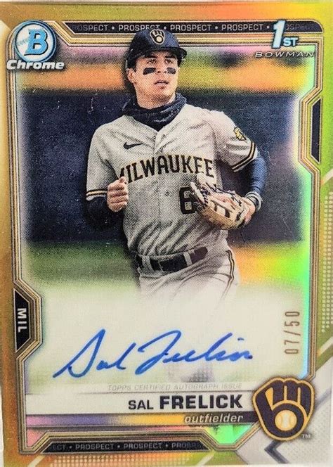 Sal Frelick 2021 Bowman Draft Cda Sf Chrome Dp Auto Gold Refractor