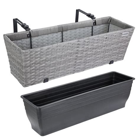 Polyrattan Blumenkasten 4er Set Grau ShopName