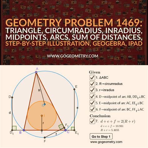 IGS Dynamic Geometry Triangle Circumradius Inradius Midpoints Arcs Sum Of Distances