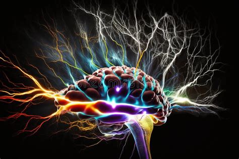 Fantasy Image Of A Human Brain Showing Neuronal Activity Ai Generative