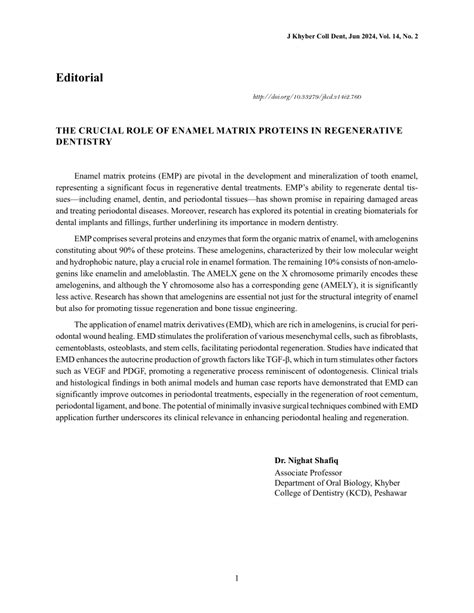 Pdf The Crucial Role Of Enamel Matrix Proteins In Regenerative Dentistry