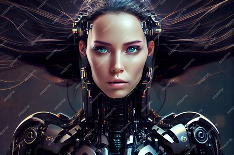 premium photo futuristic android girl portrait generative ai