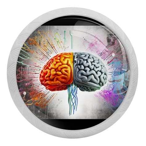 Math Engineering Brain Pattern 4pcs Cabinet Knobs Pulls Fluorescent