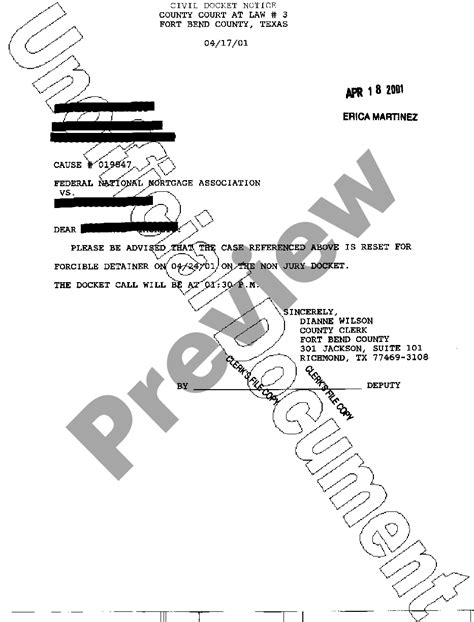 Arlington Texas Civil Docket Notice Letter Us Legal Forms