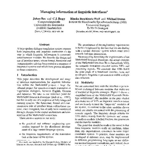 Managing Information At Linguistic Interfaces Acl Anthology