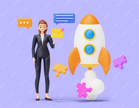 Free Psd 3d Rendering Of Businesswoman Character Composition