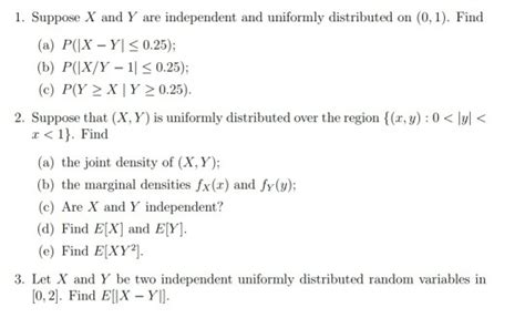 solved 1 suppose x and y are independent and uniformly
