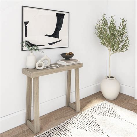 Plankbeam Solid Wood Console Table 36” Sofa Table Narrow Entryway Table For Hallway Behind