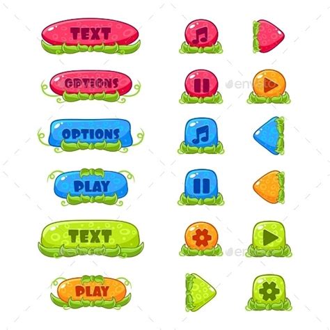 Fruitey卡通按钮、矢量组矢量 Web元素fruitey Cartoon Buttons Vector Set Web