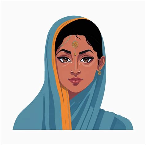 Hermoso Indio Mujer Joven En Colorido Sari Vector Vector Premium