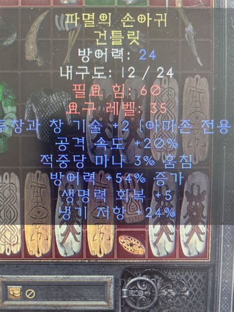 자벨마 장갑 감정좀부탁드려요 디아블로2 득템and자랑 게시판 디아블로2 인벤