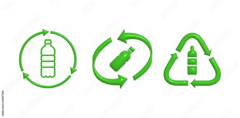 リサイクル ペットボトル プラスチックのグリーン緑色のアイコンベクターデザインイラストセット素材 Stock Vector Adobe