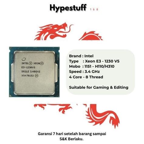 Jual Xeon E3 1230v5 1270v5 Lga 1151 Setara I7 7700 Support H110 Cpu Gaming And Editing Murah