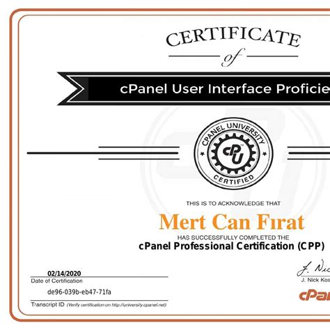 Certification Cpanel Professional Certification Cpp Mertcanfirat 2