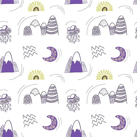 Premium Vector Cute Simple Pattern With Nursery Doodle Elements