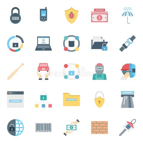 Crime And Security Color Isolated Vector Icons Set That Can Be Easily Modified Or Edit Stock