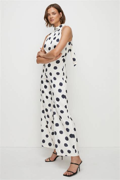 Jumpsuits Mono Spot Satin Halter Neck Jumpsuit Oasis