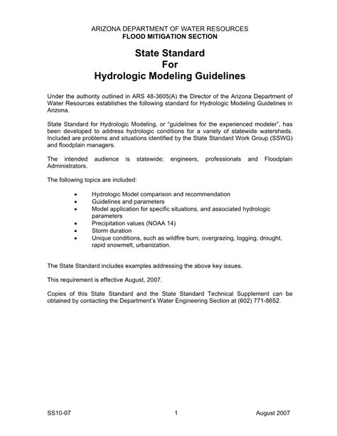 State Standard For Hydrologic Modeling Guidelines Docslib