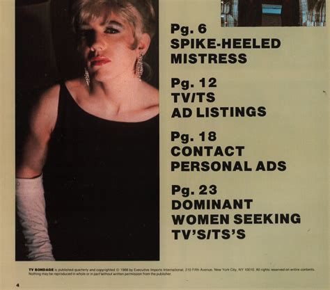 Tv Bondage 3 Magazine Transgender Transvestite Strong Dominatrix