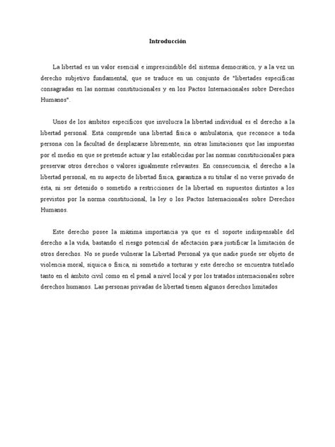 Derecho A La Libertad Personal Monografia Pdf Habeas Corpus