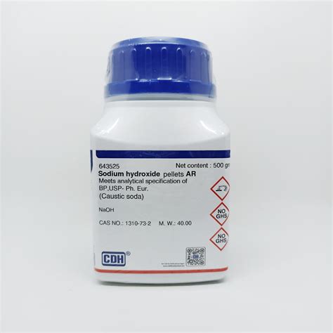 Cdh Sodium Hydroxide Pellets Ar 500 Gram Cas Number 1310 73 2 Natrium