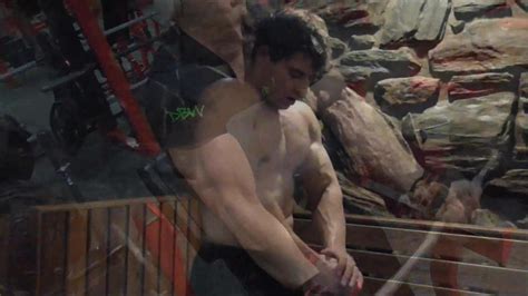 Sweaty Blonde Bodybuilder Posing