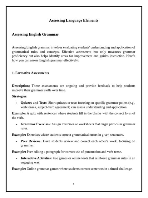 Assessing Language Elements Pdf Educational Assessment Reading Comprehension
