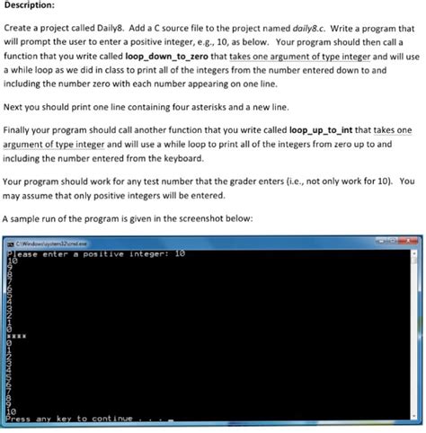 Solved Description Create A Project Called Daily8 Add A C