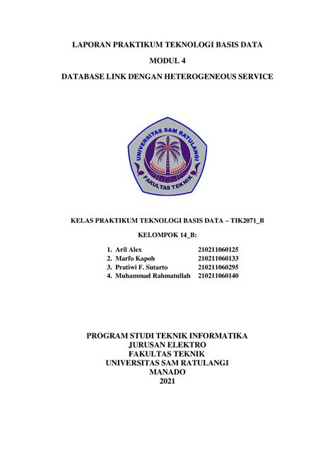 Laporan Praktikum Teknologi Basis Data Modul 4 Database Link Dengan