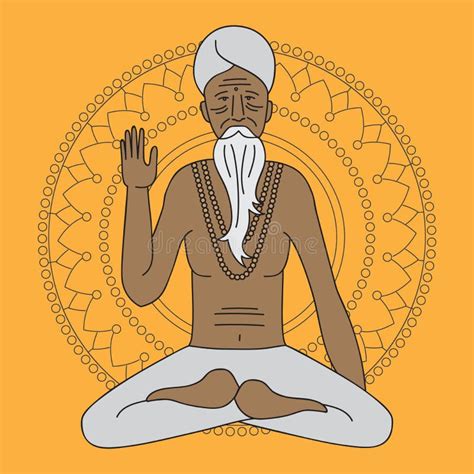 Outline Yoga Meditating Sadhu Logo Asia Hinduism Monk India Religious