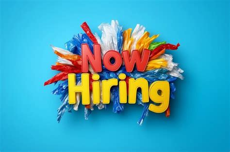 Festive Now Hiring Sign With Bright Colors And Playful Streamers Job
