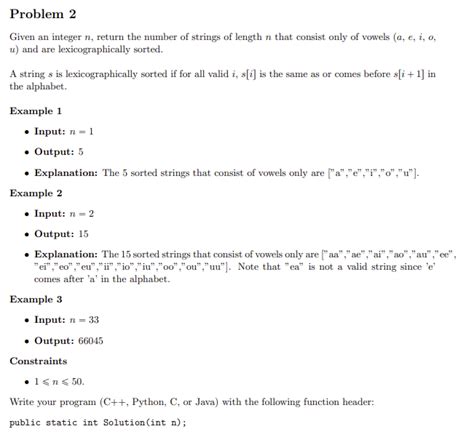 Solved Problem 2 Given An Integer N Return The Number Of
