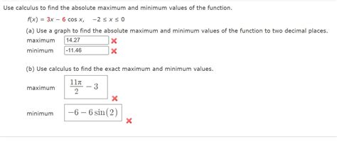 Solved Use Calculus To Find The Absolute Maximum And Minimum