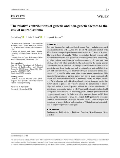 Pdf The Relative Contributions Of Genetic And Non‐genetic Factors To