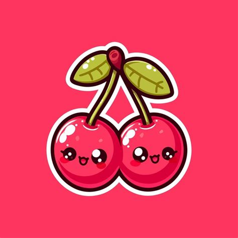 Premium Vector Cute Cherry Cartoon Art And Illustration Sticker