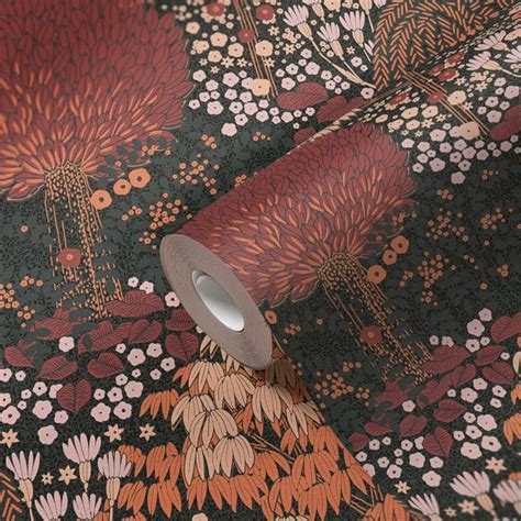 Chinoiserie Style Trees Red Wallpaper Living Walls Weeping Tree