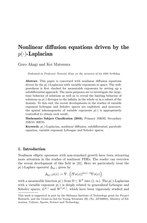pdf nonlinear diffusion equations driven by the p · laplacian