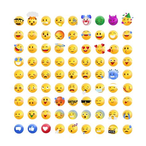 Conjunto De Vetores De Emoji 3d Vetor Premium