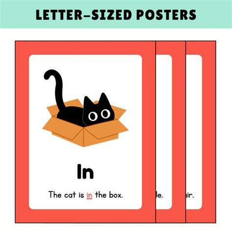 Prepositions Of Place Flash Cards And Posters Black Cat Theme Tpt