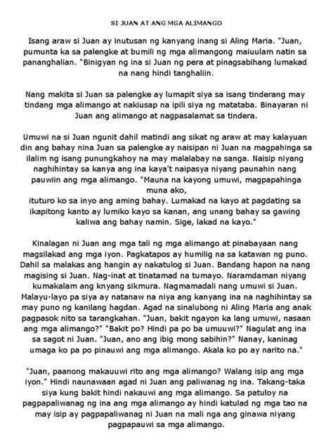 Kwentong Bayan Maikling Kwento Tungkol Sa Kalikasan