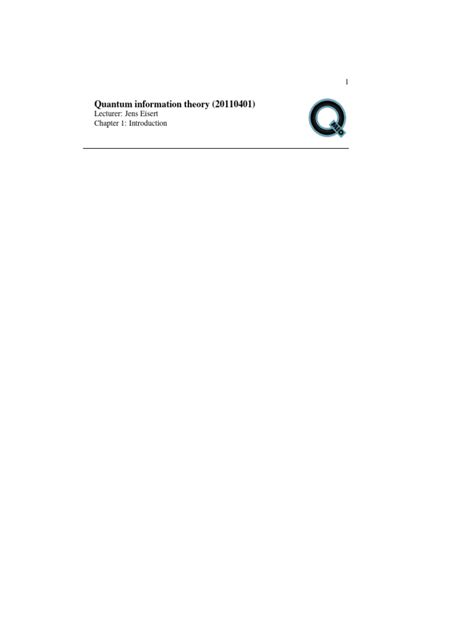 Quantum Information Theory Chapter 1 Pdf Quantum Computing